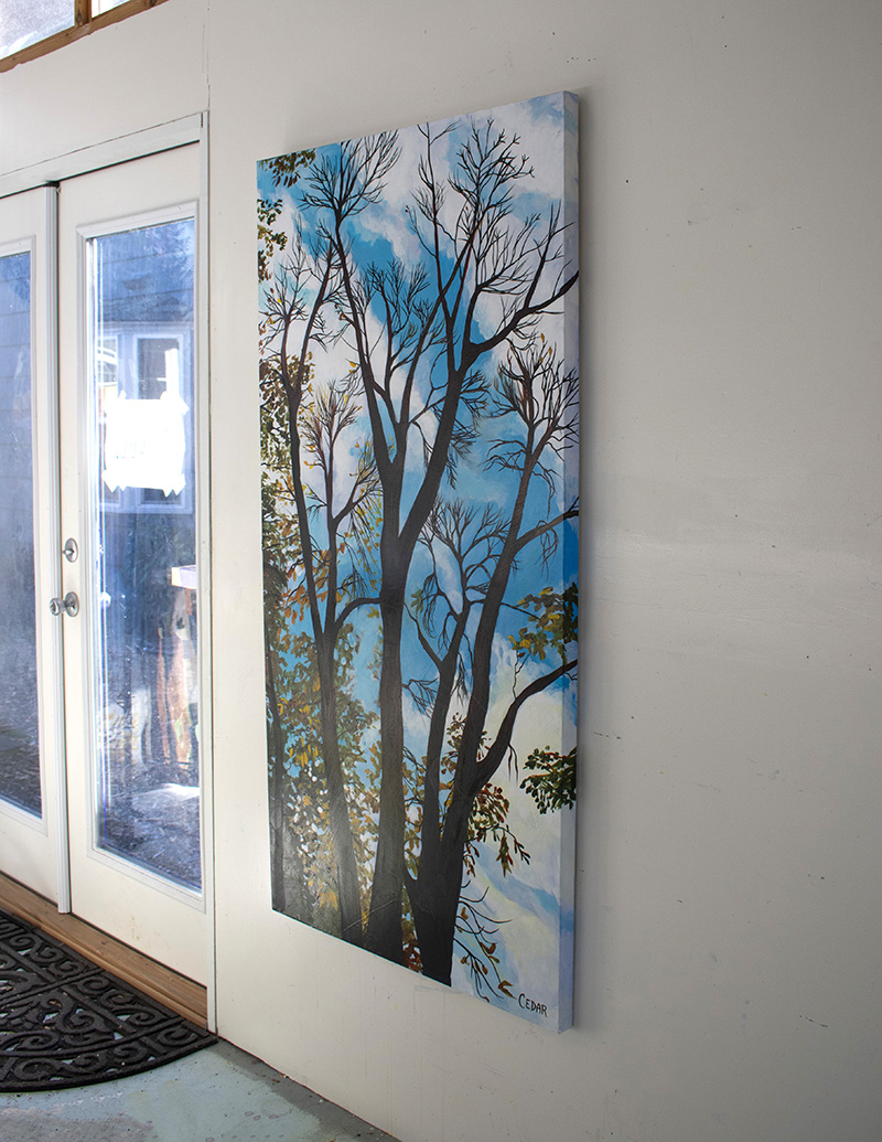 Brisk Day, Vivid Evening | Large-Scale Blue Trees Paintings - Art by ...