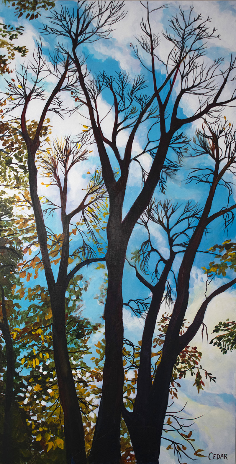 Brisk Day, Vivid Evening | Large-Scale Blue Trees Paintings - Art by ...