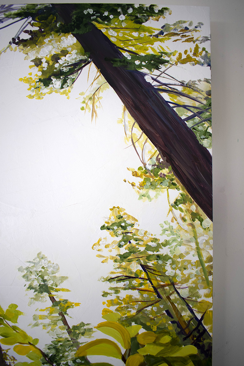 Lit Up | Forest Painting with Leaves in Sunlight - Art by Cedar Lee