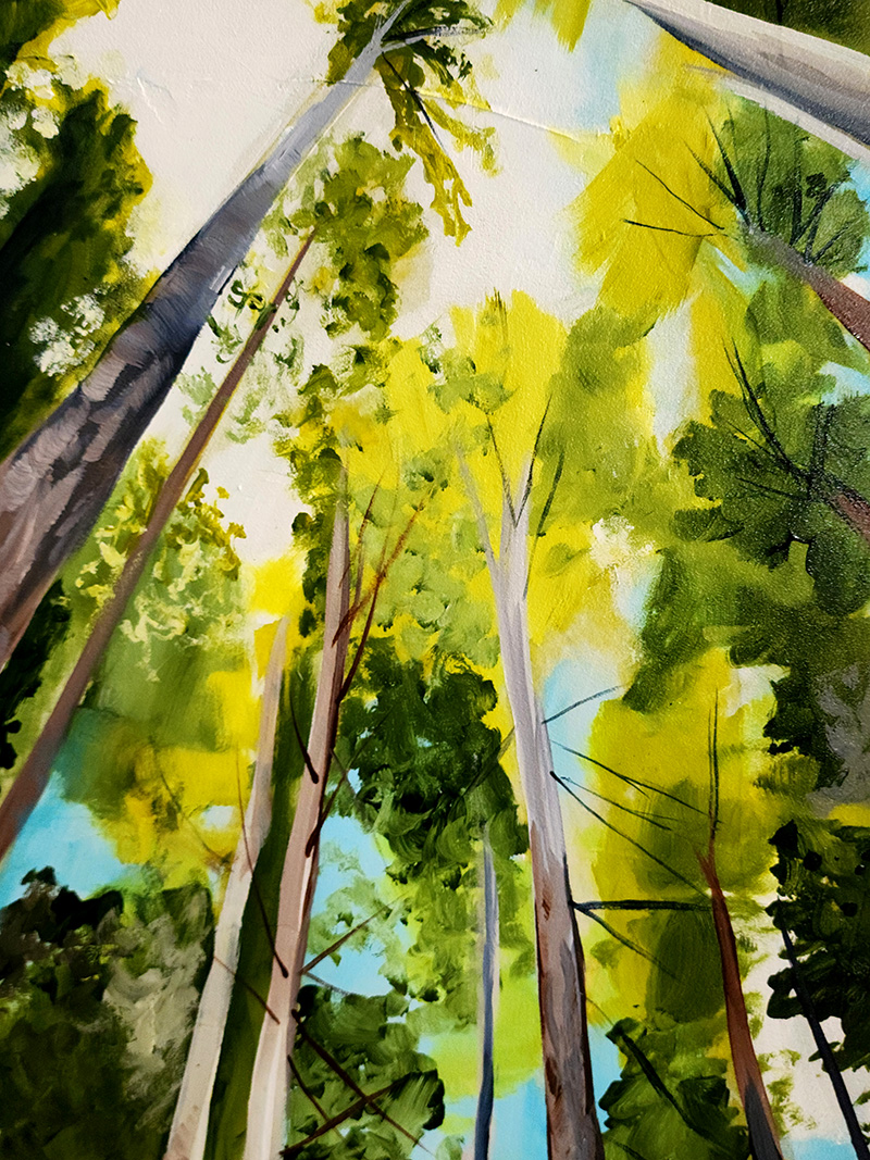 Vertical Green Forest Paintings and Art Prints | Redwoods Art ...