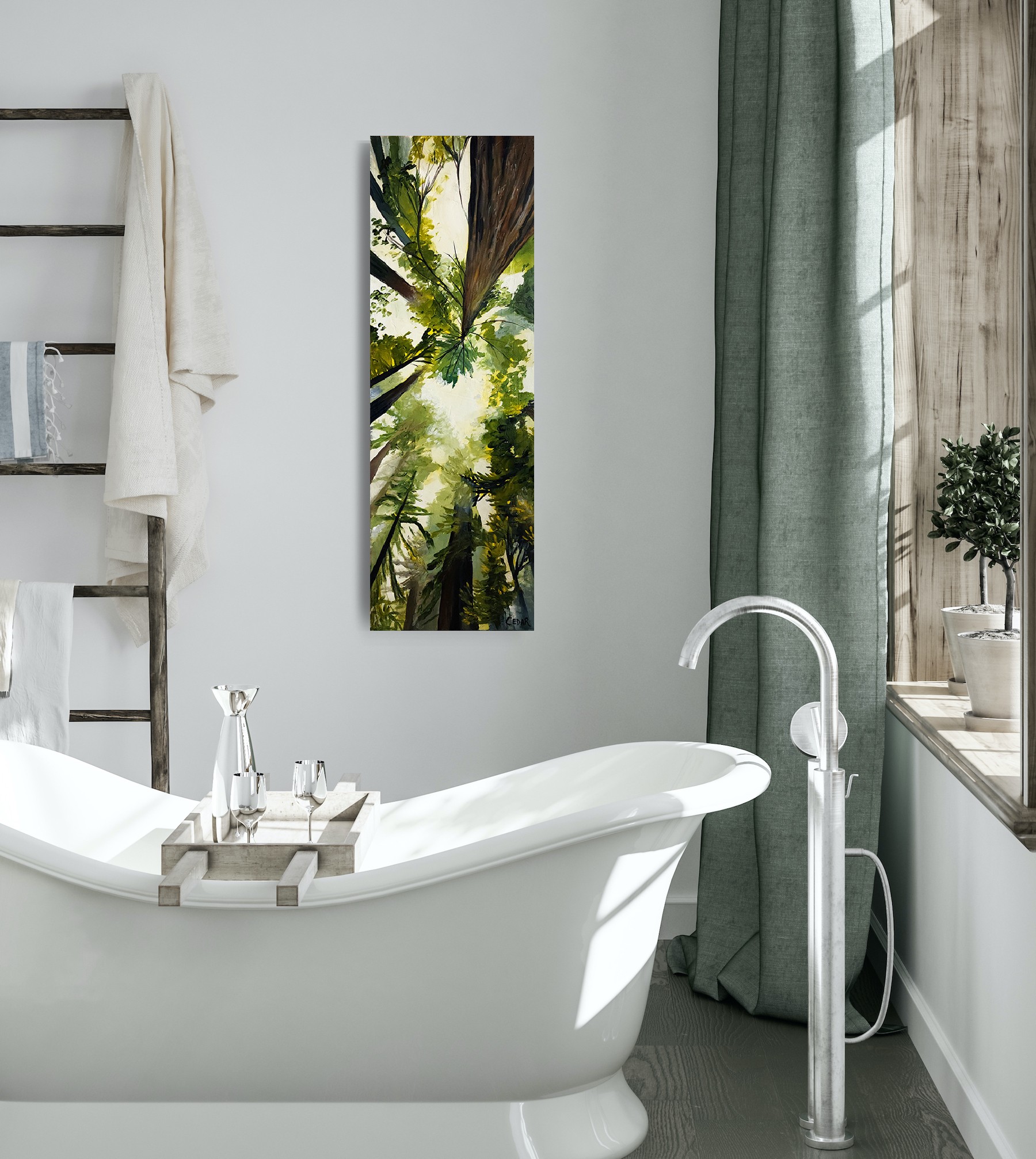 Vertical Green Forest Paintings and Art Prints | Redwoods Art ...