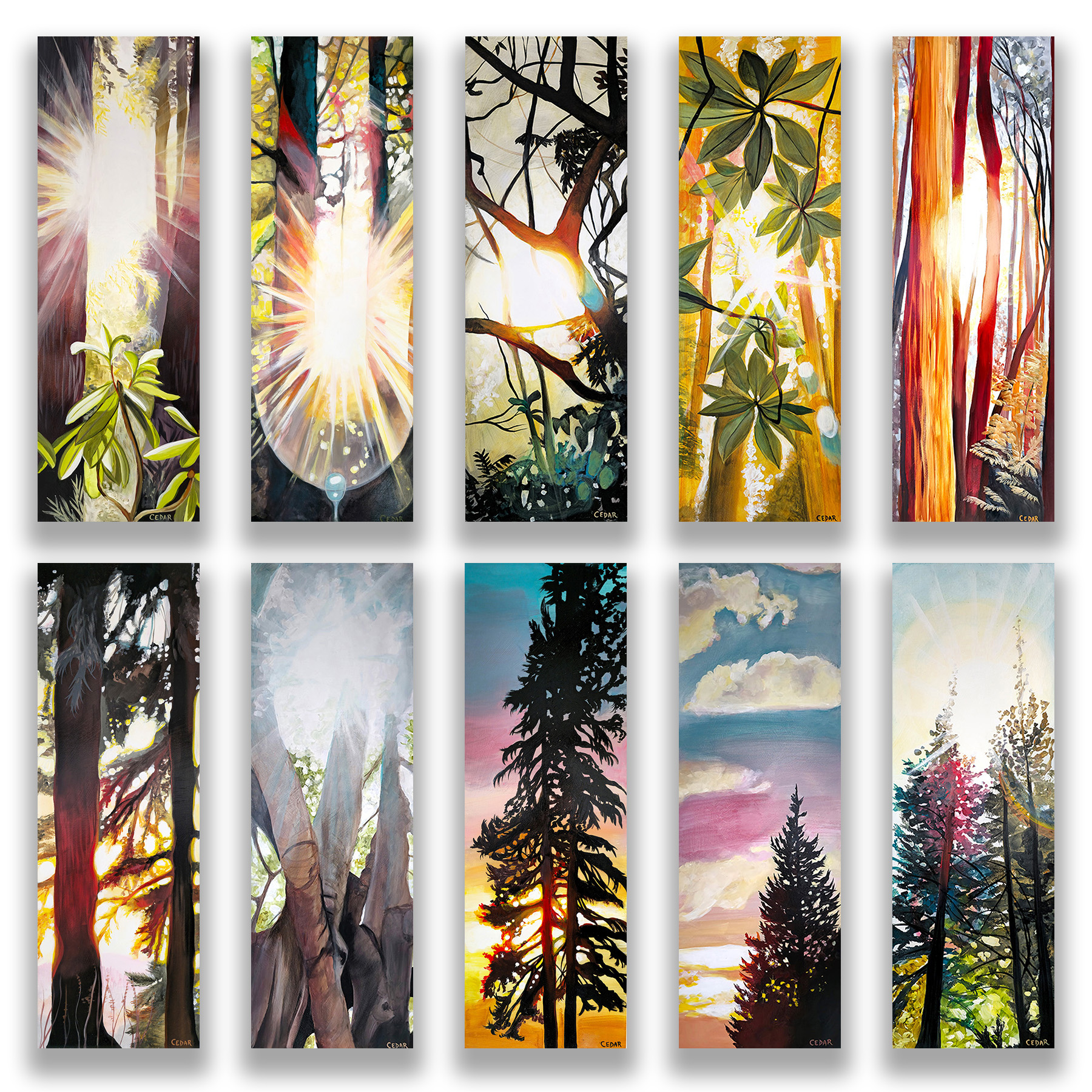 Colorful Sunshine Tree Paintings - Art by Cedar Lee